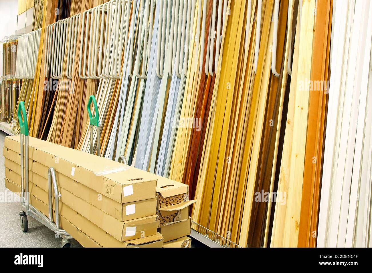 Interior of warehouse for wooden building material Stock Photo - Alamy