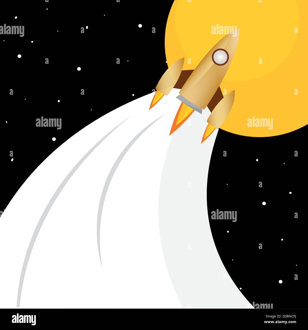 Space rocket fly to sun road to space poster - Vector Stock Vector ...