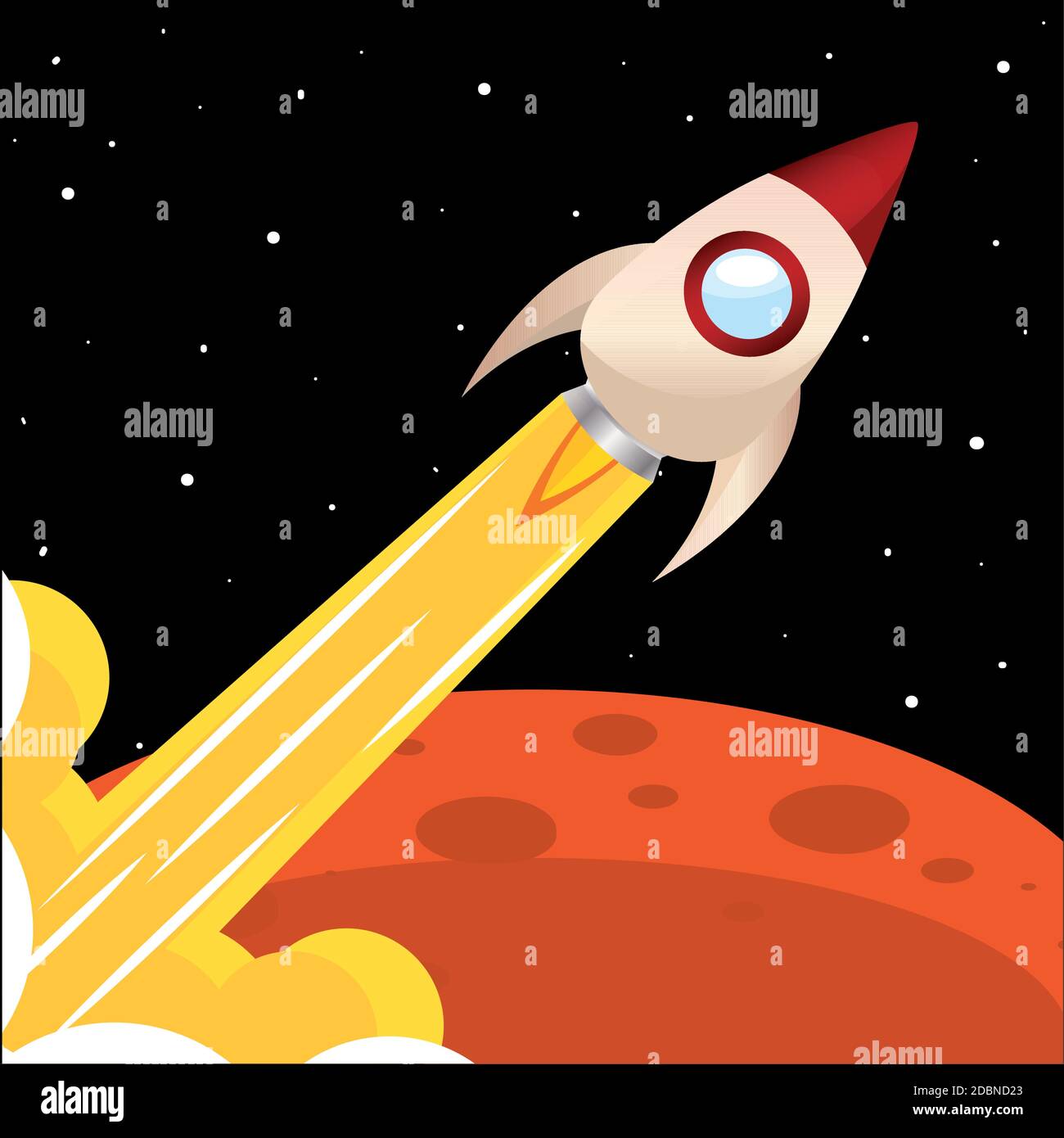 Space rocket take off in Mars road to space poster - Vector Stock ...