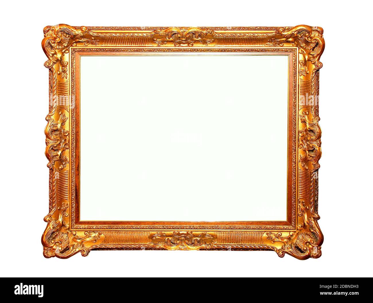Golden rectangular frame isolated included clipping path Stock Photo ...
