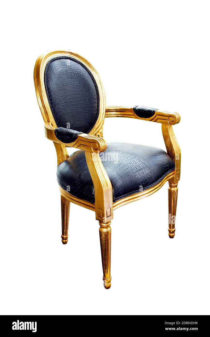 Classic golden chair isolated included clipping path Stock Photo - Alamy