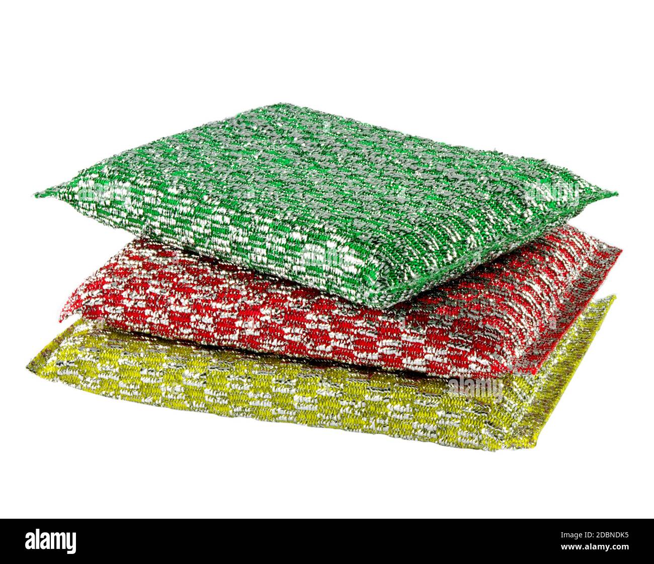 three color cleaning sponges over white Stock Photo - Alamy