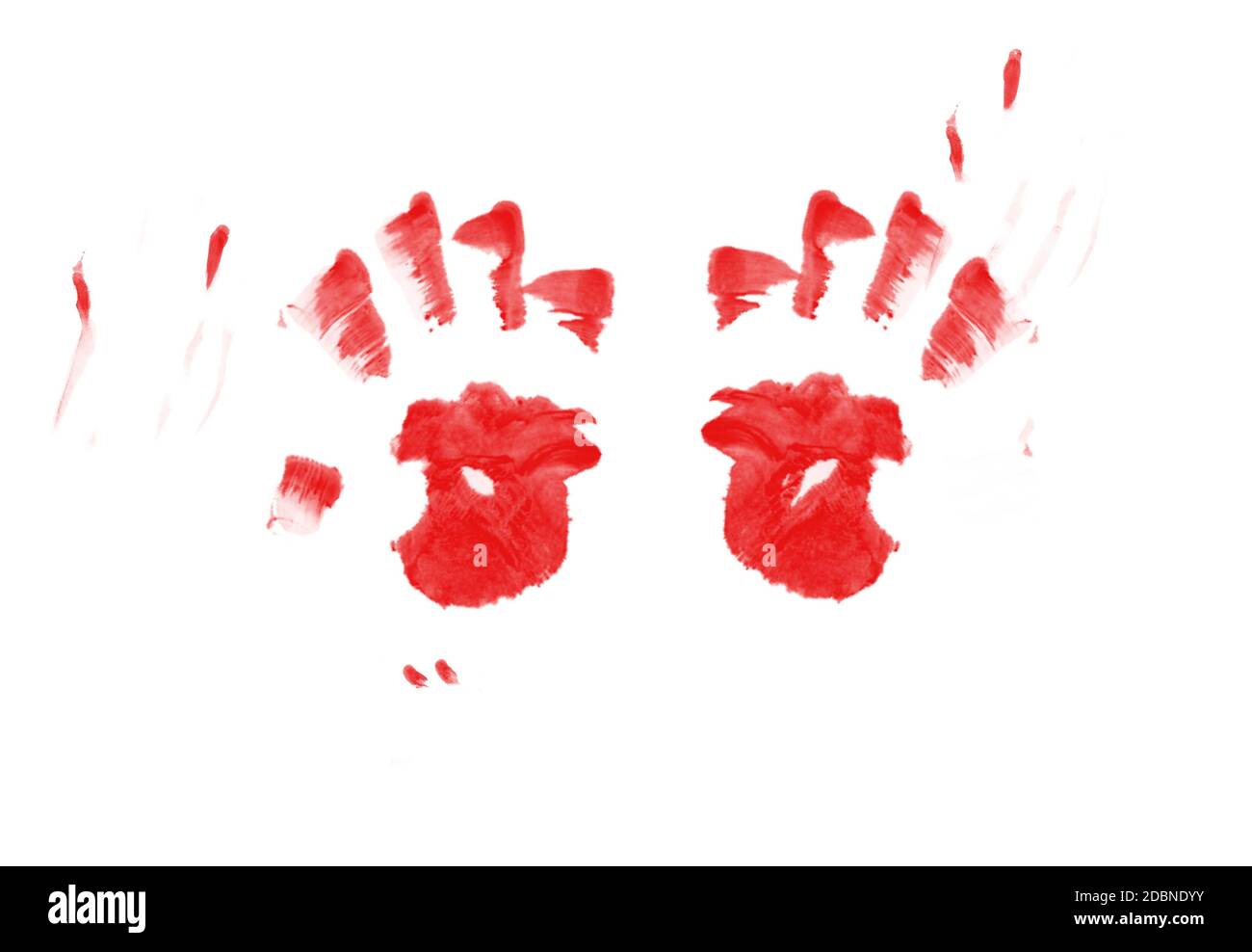 red blood prints on white background Stock Photo - Alamy