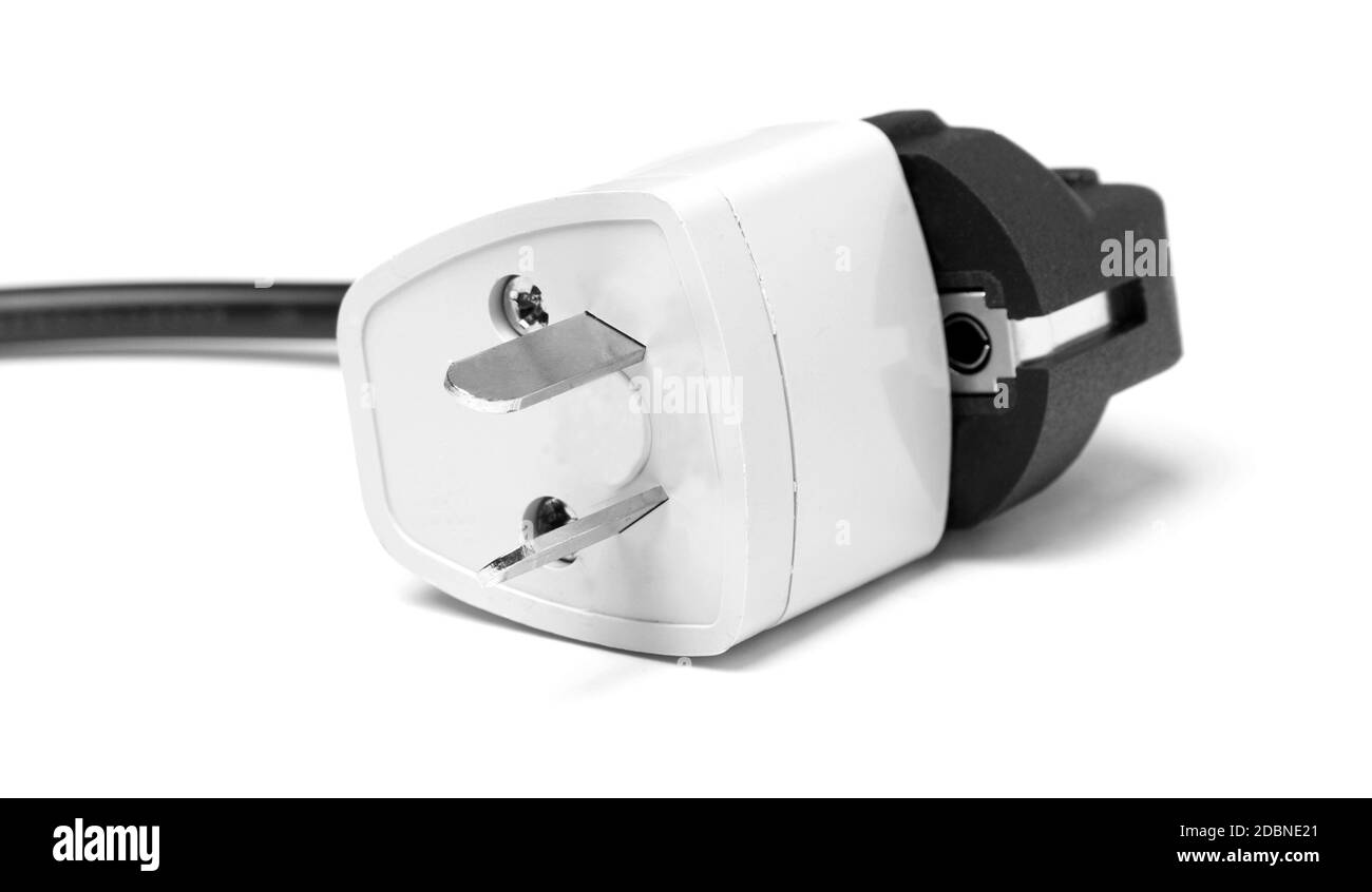 electricity connection adaptor on white Stock Photo - Alamy