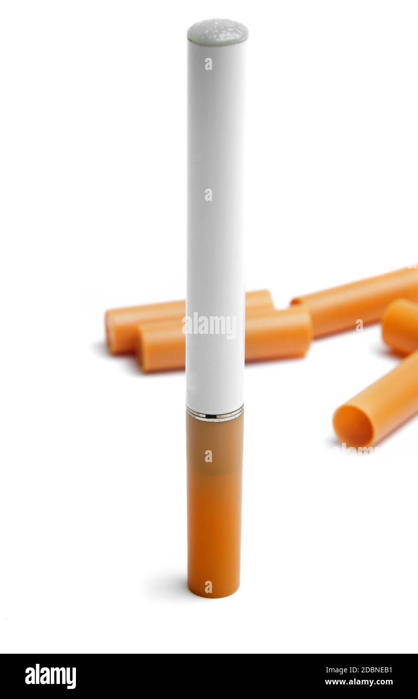 electronic cigarette with filters on white Stock Photo - Alamy