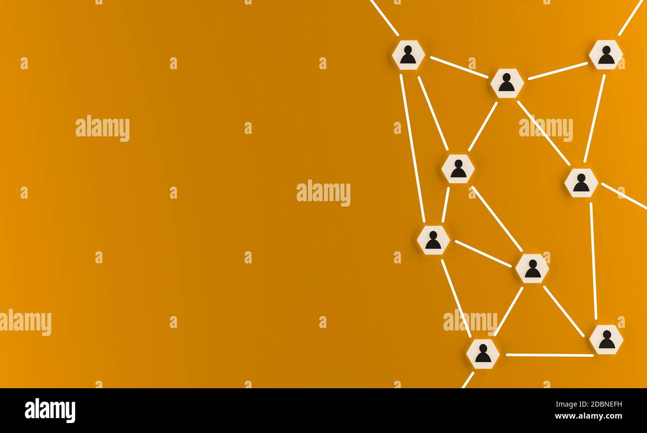 Abstract teamwork, network and community concept on an orange ...
