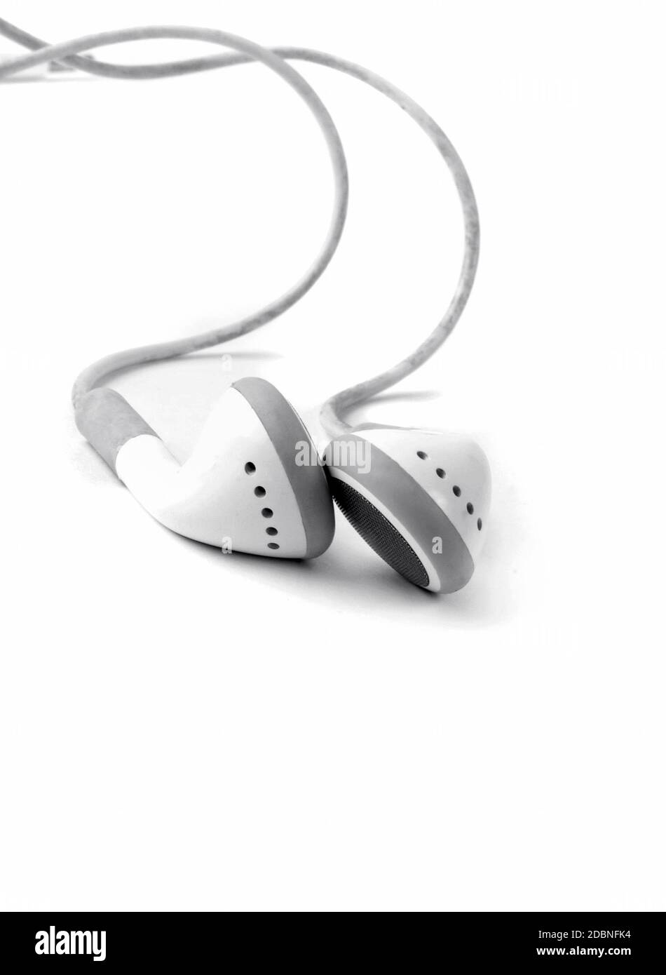 earphones on white background Stock Photo - Alamy