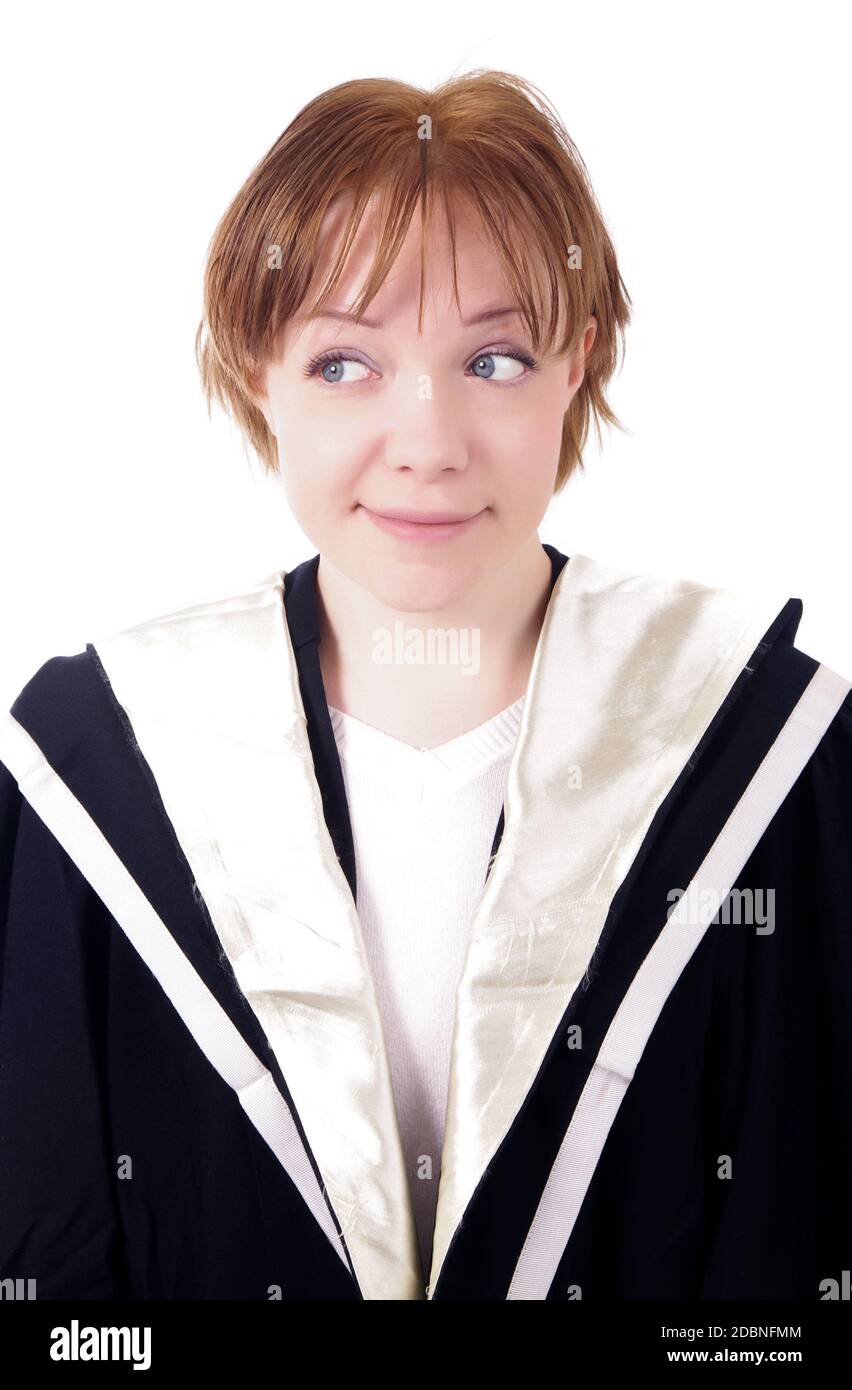 closeup of girl wearing graduation gown Stock Photo - Alamy