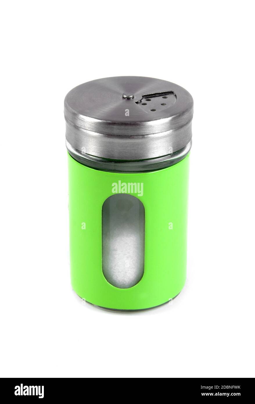 green salt container isolated on white Stock Photo - Alamy