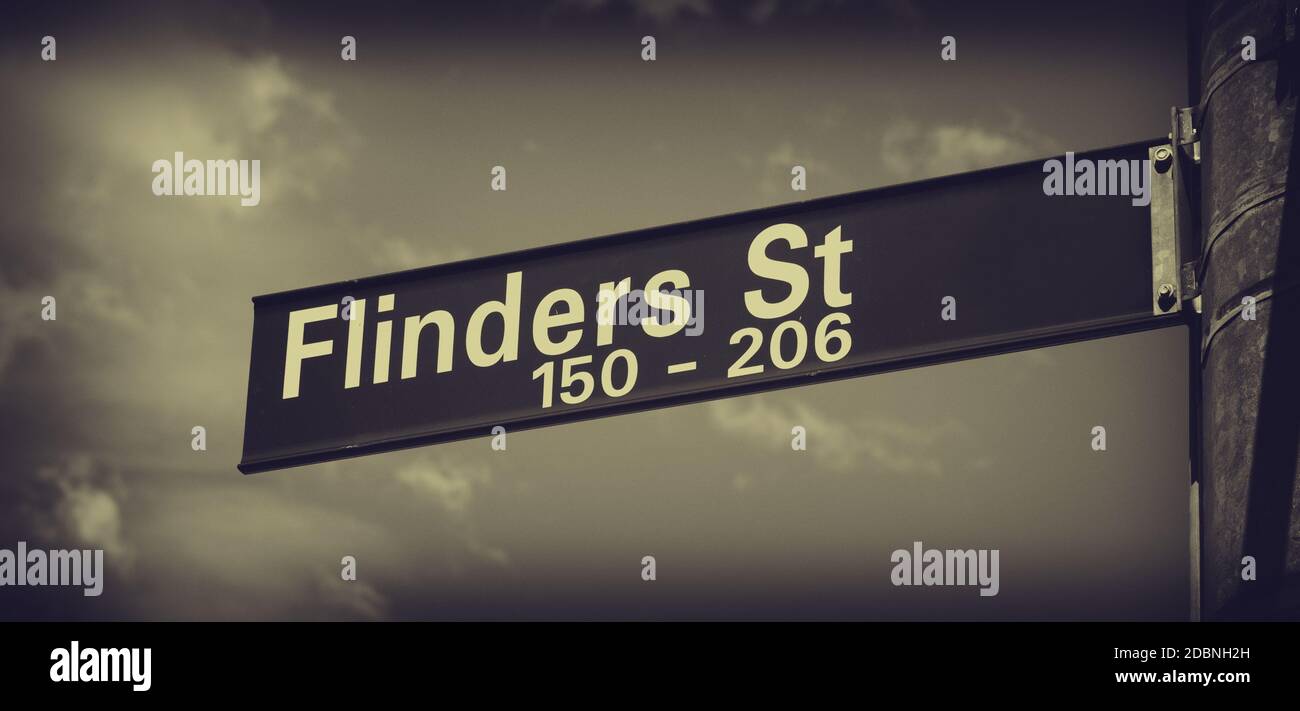 Flinders street station sign hi-res stock photography and images - Alamy