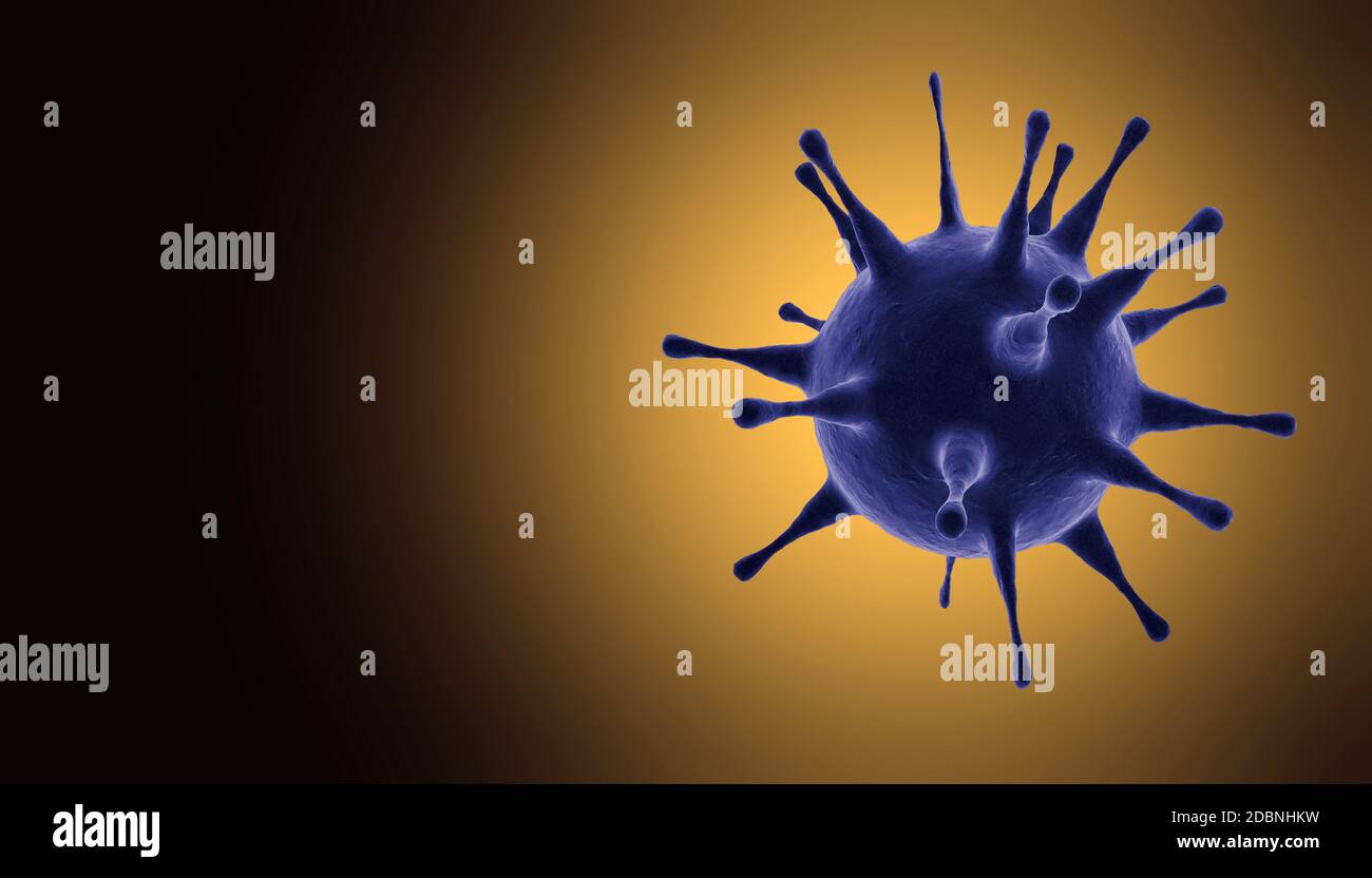 Microscopic view of influenza virus cells. 3D medical illustration ...