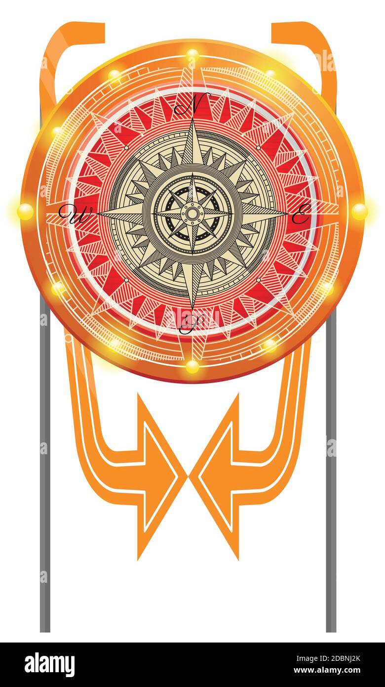 a direction compass on swing rods with arrow Stock Photo - Alamy