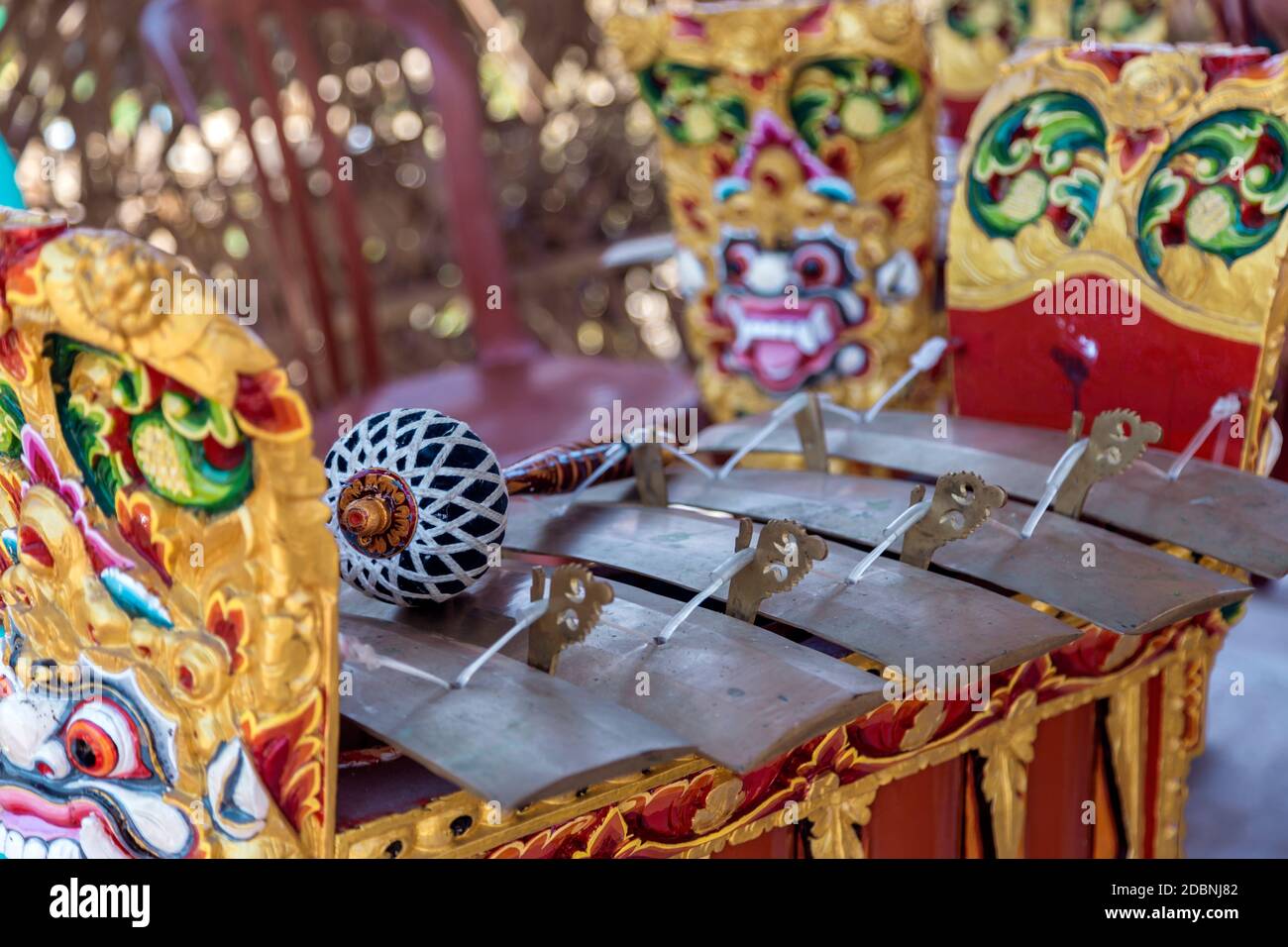 Ritual percussion instrument in Hindu temple, Karangasem, Bali ...