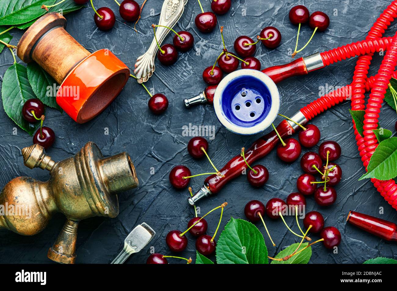 Fragrant smoking hookah with cherry tobacco.Asian tobacco hookah Stock ...