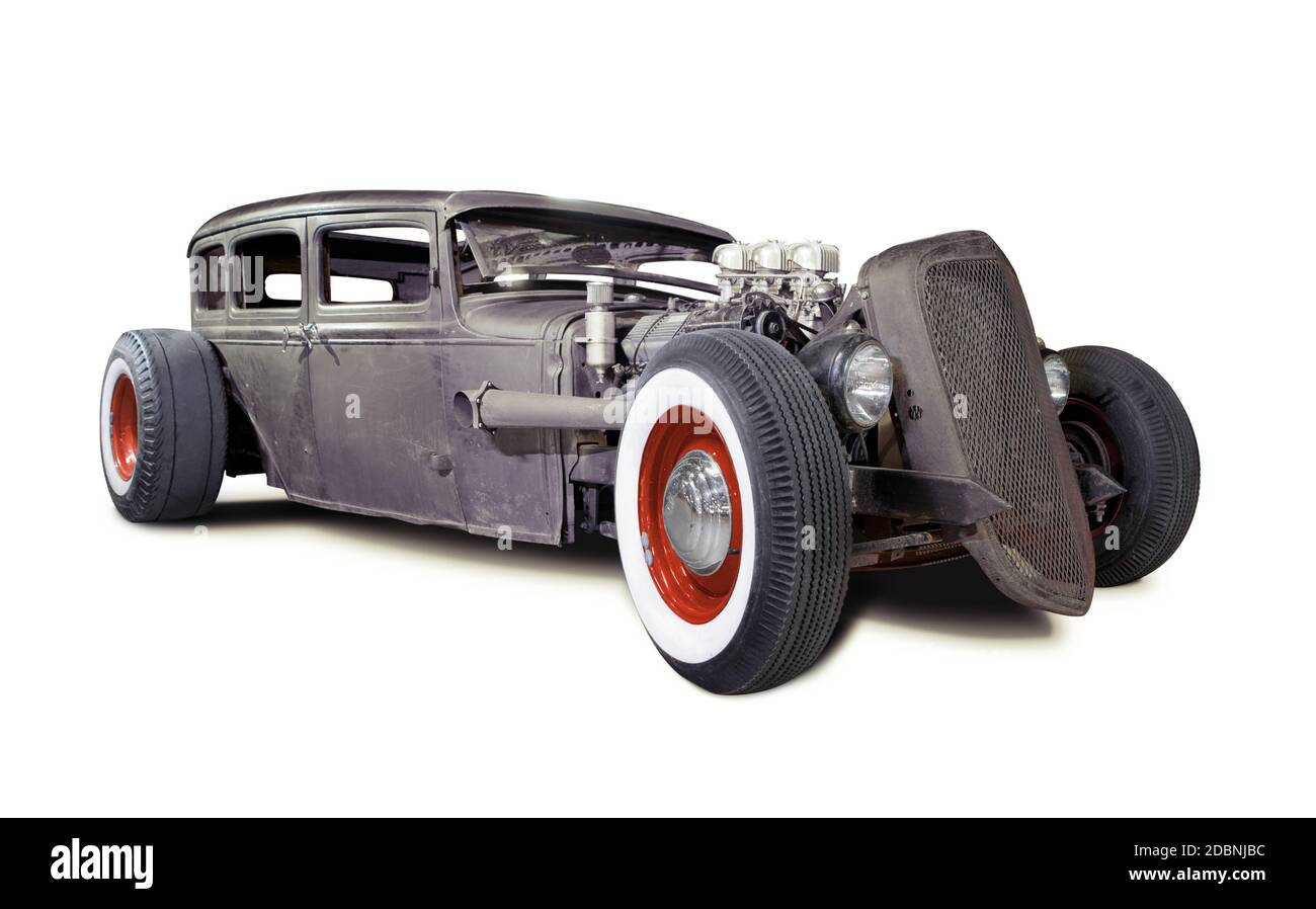 Old Rusty Rat Rod isolated on white Stock Photo - Alamy