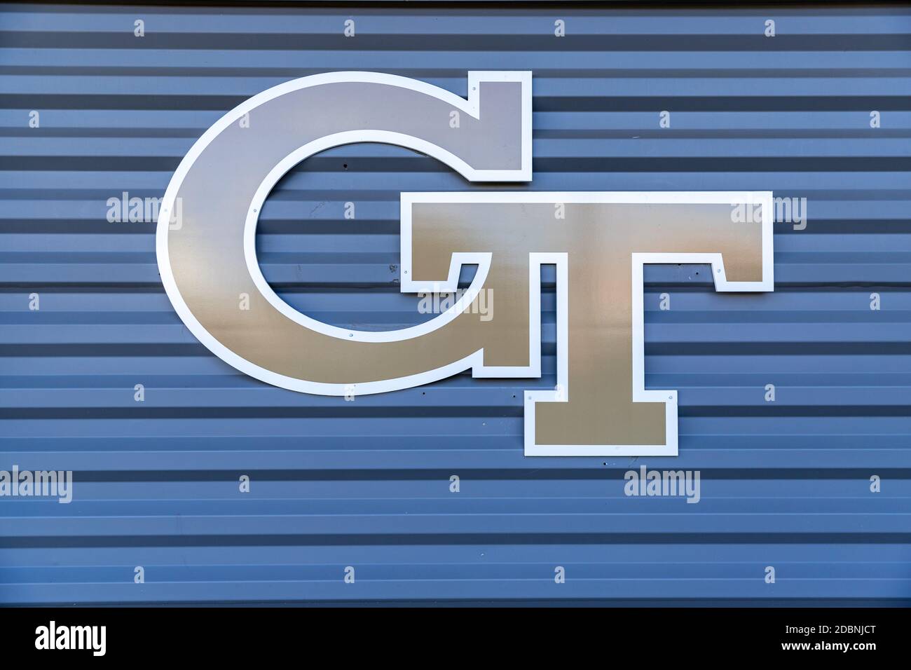 Atlanta, GA / USA - October 29 2020: Gold Georgia Tech logo on the side ...
