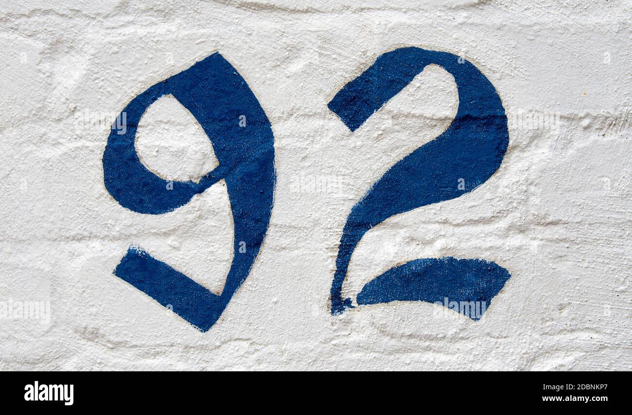 Number 92 High Resolution Stock Photography and Images - Alamy