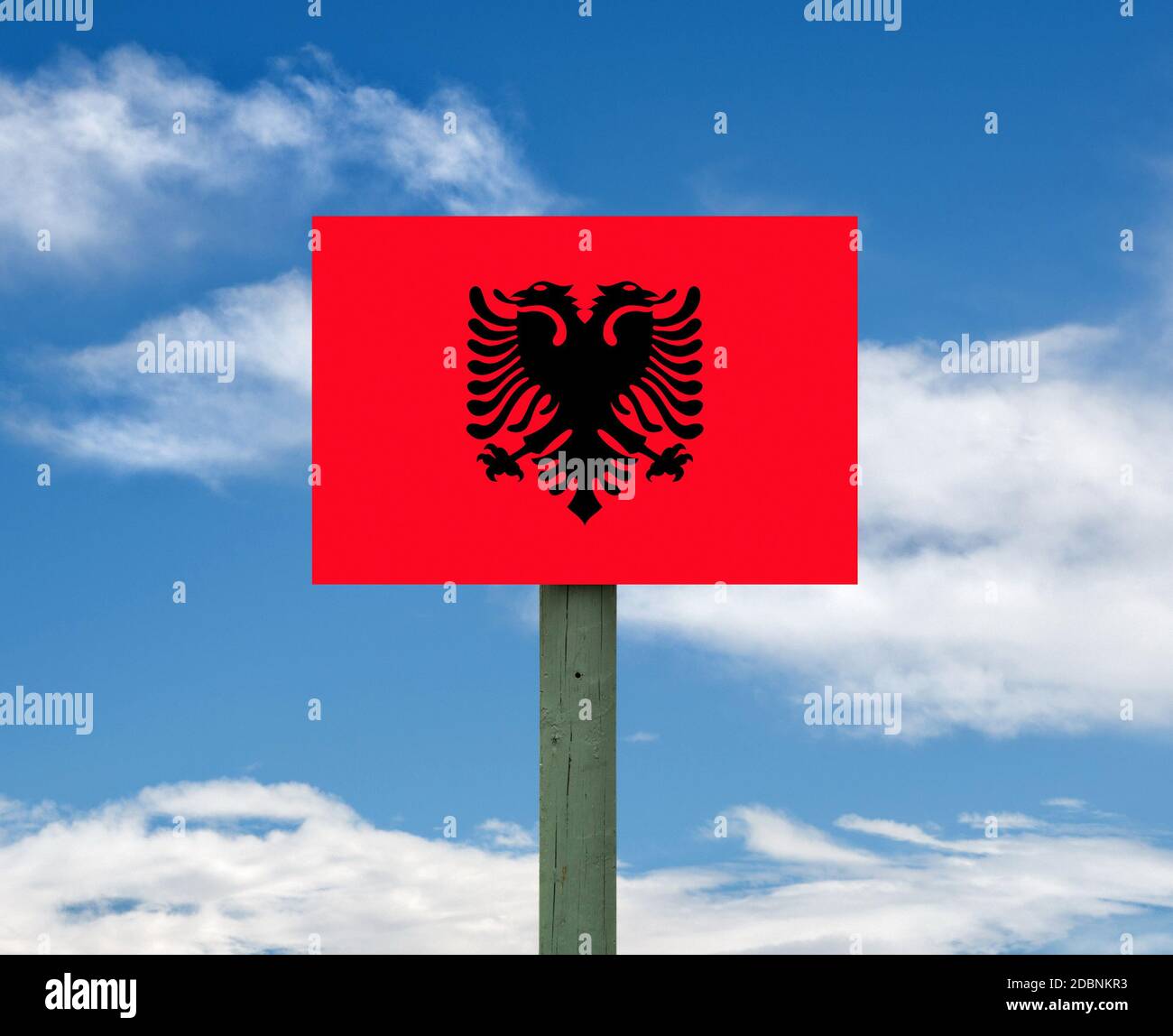 Blue sky background with albania flag hi-res stock photography and ...