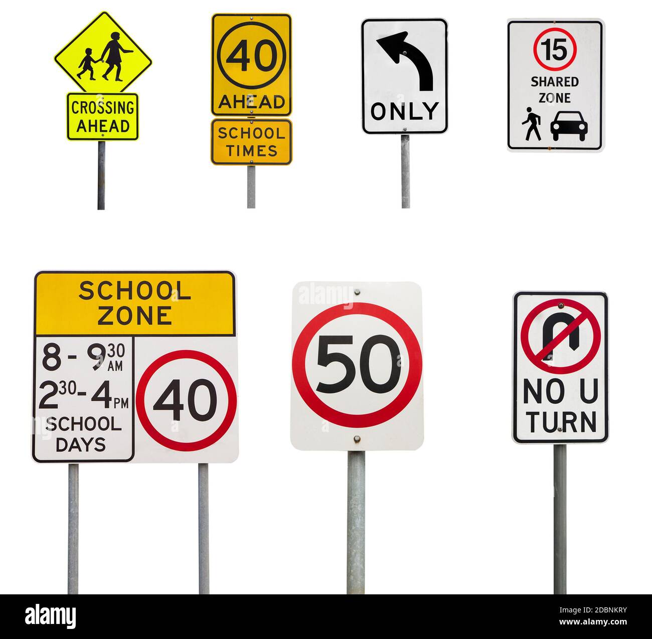road signs collection set on white Stock Photo - Alamy
