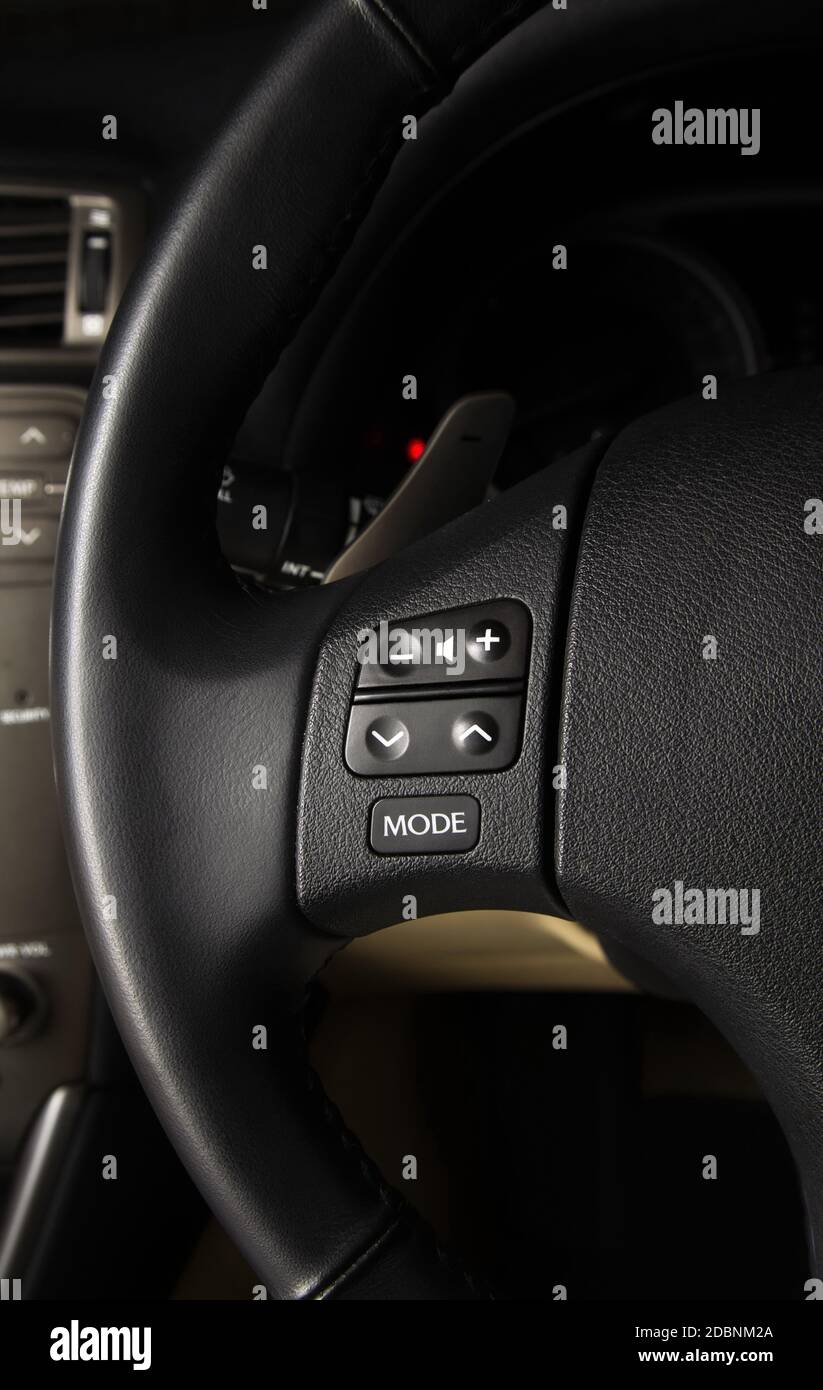 car interior .wheel button system control Stock Photo - Alamy