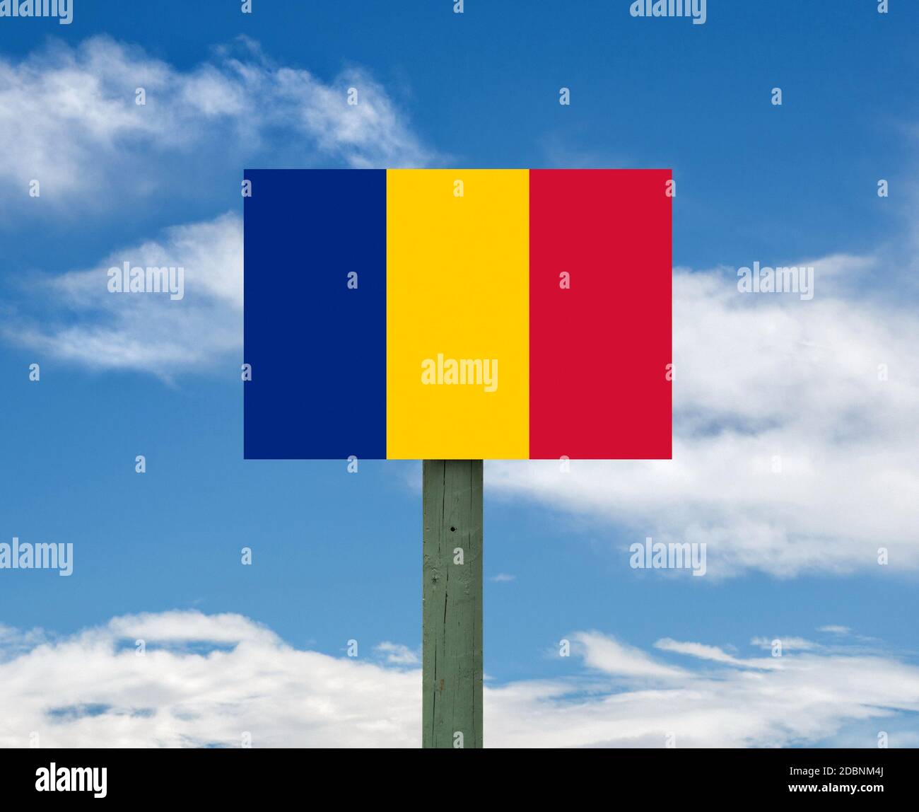 Romania flag sign on sky Stock Photo - Alamy