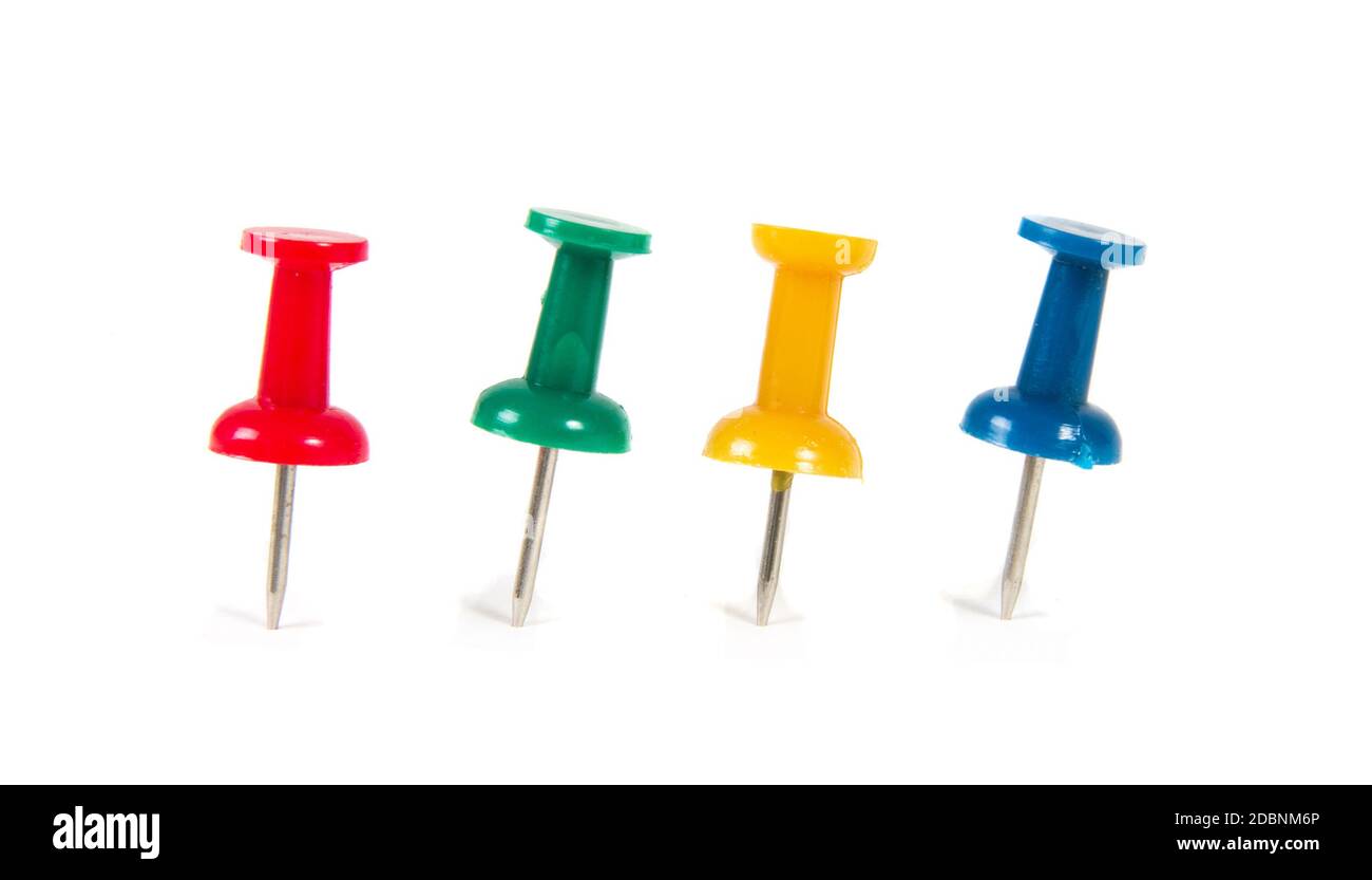 Set colorful push pins Cut Out Stock Images & Pictures - Alamy