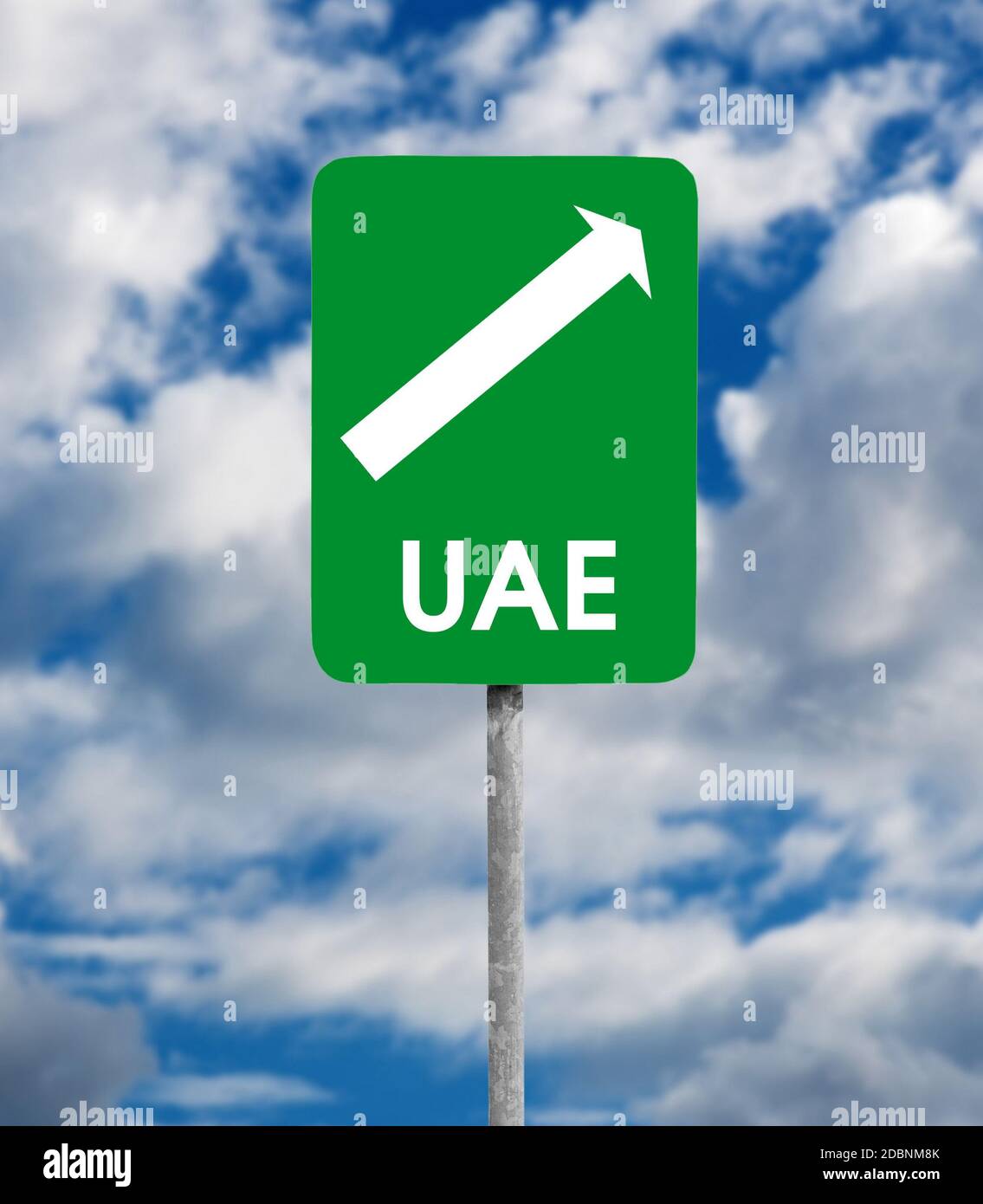 UAE road sign over sky background Stock Photo - Alamy