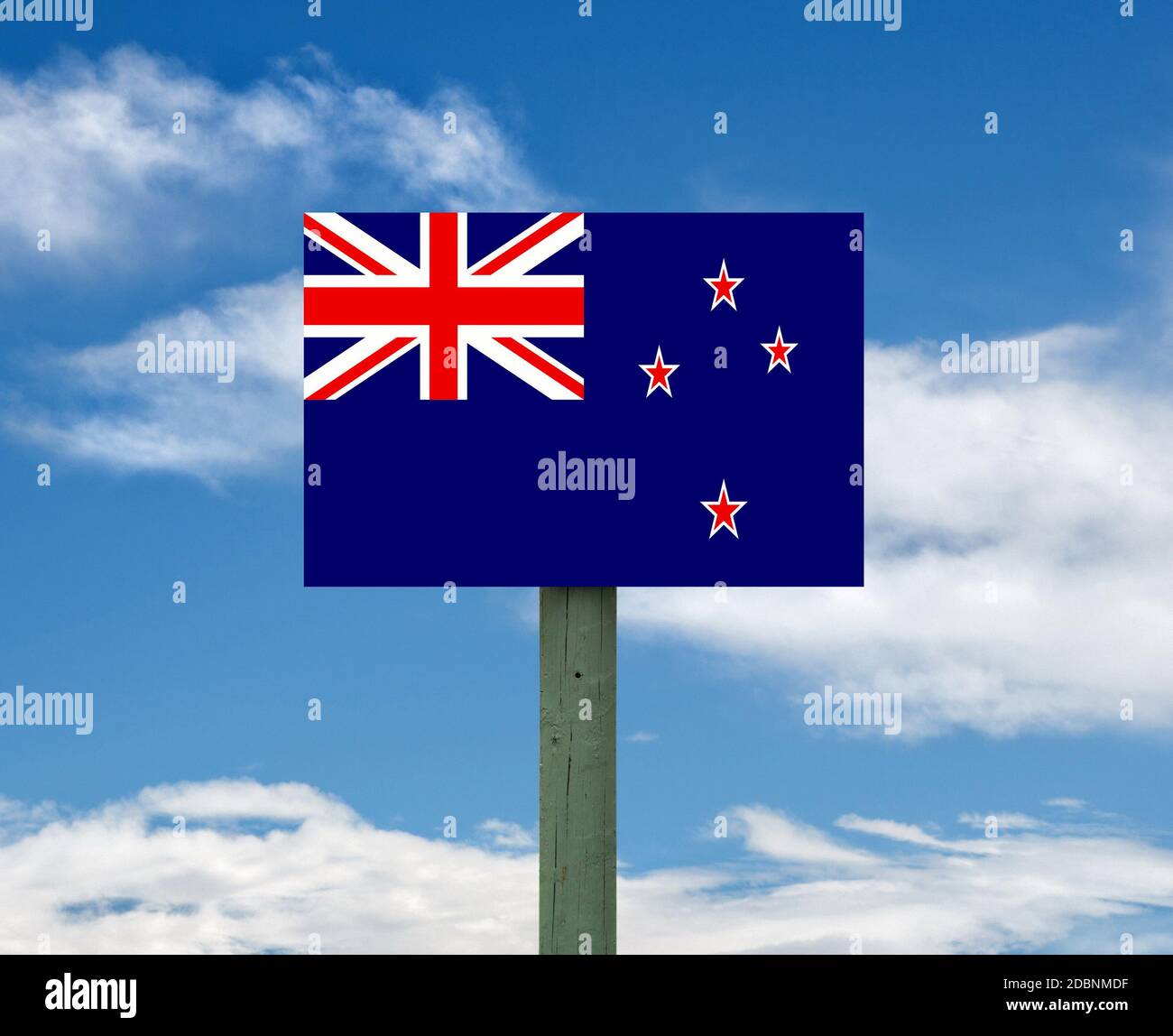 New Zealand flag sign on sky Stock Photo - Alamy