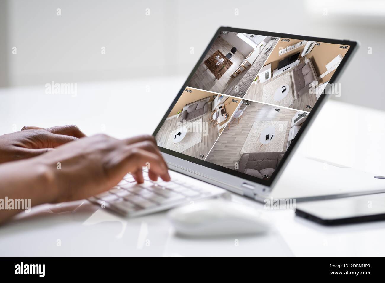 Security CCTV Camera Video Surveillance Footage On Laptop Stock Photo ...