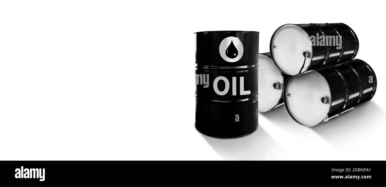 Metal oil barrels. Oil, gas and petroleum industry and manufacturing ...