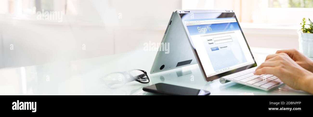 Web Application Registration Form On Laptop Computer Screen Stock Photo ...