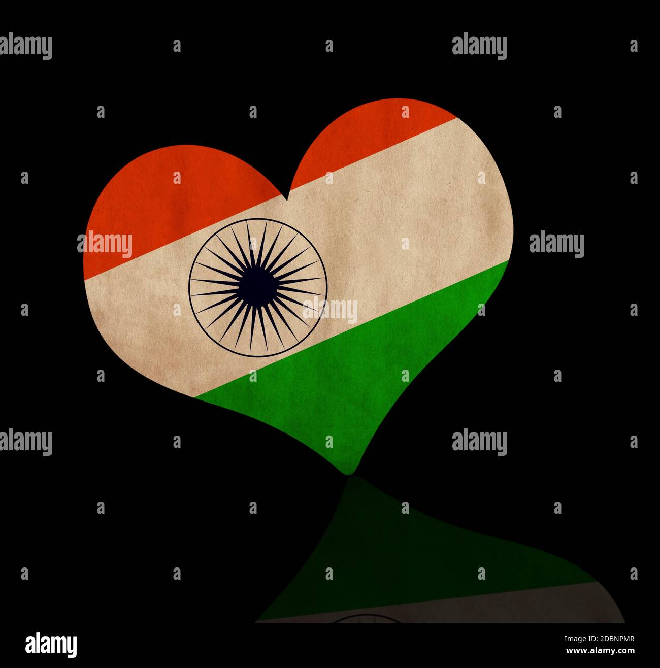 India textured flag in heart shape on black Stock Photo - Alamy