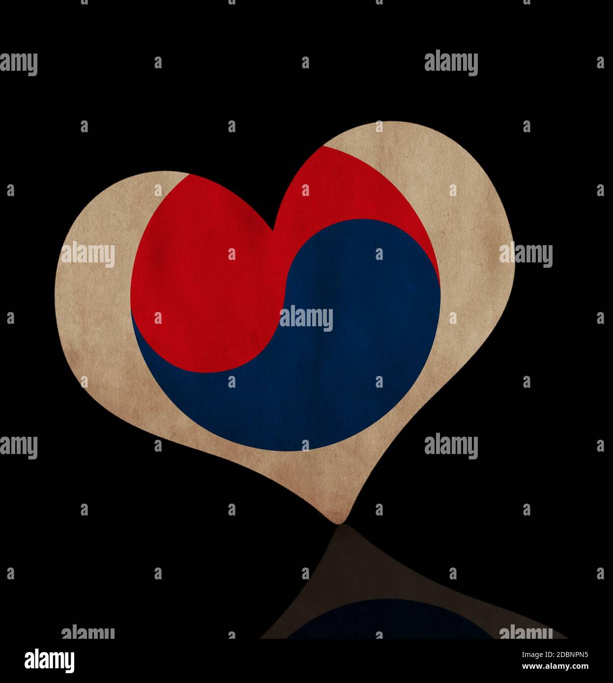 South Korea textured flag in heart shape on black Stock Photo - Alamy