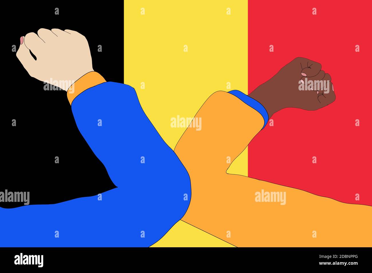 Elbow bump. New, innovative greeting to avoid the spread of the ...