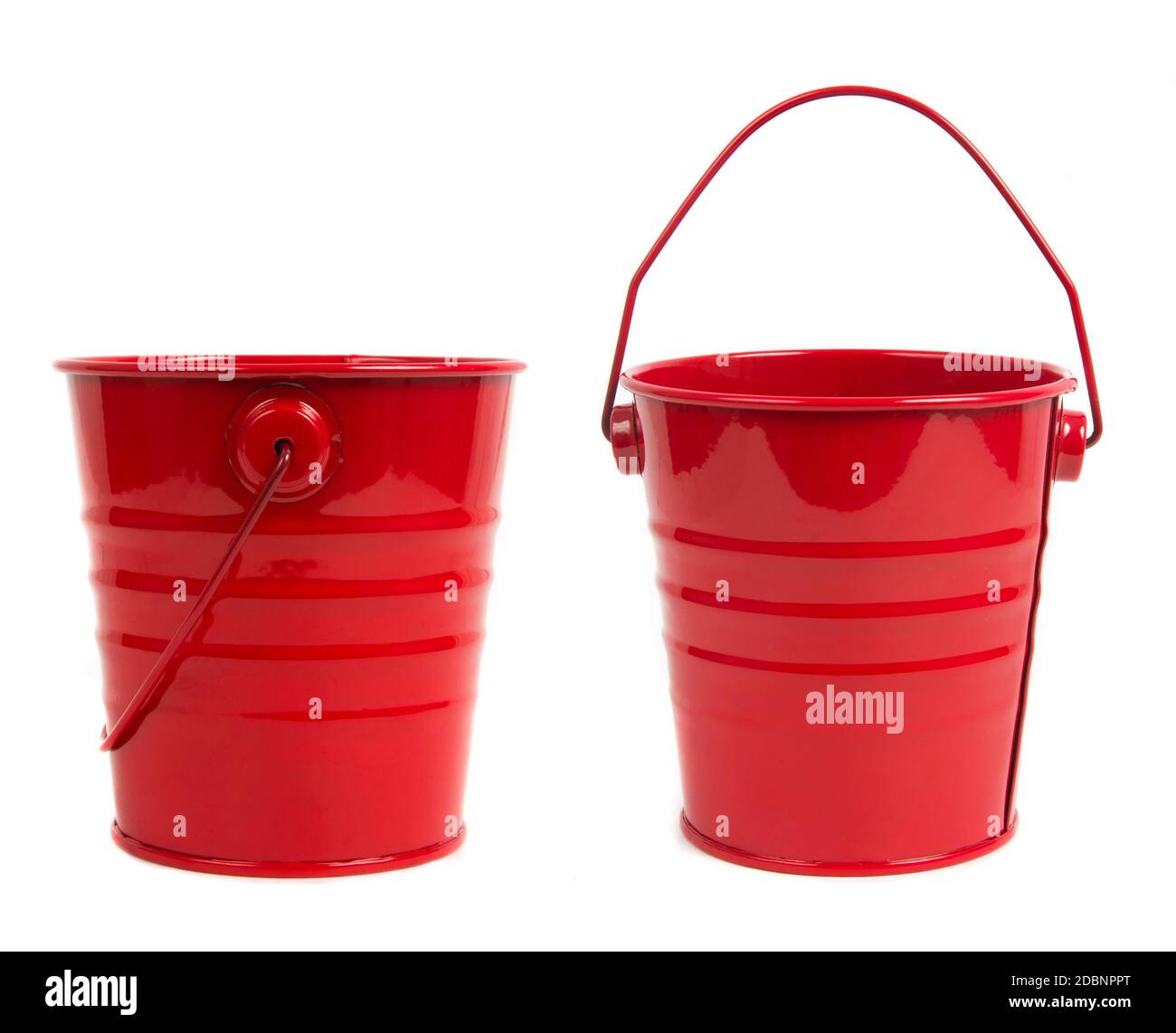 red metal buckets over white Stock Photo - Alamy