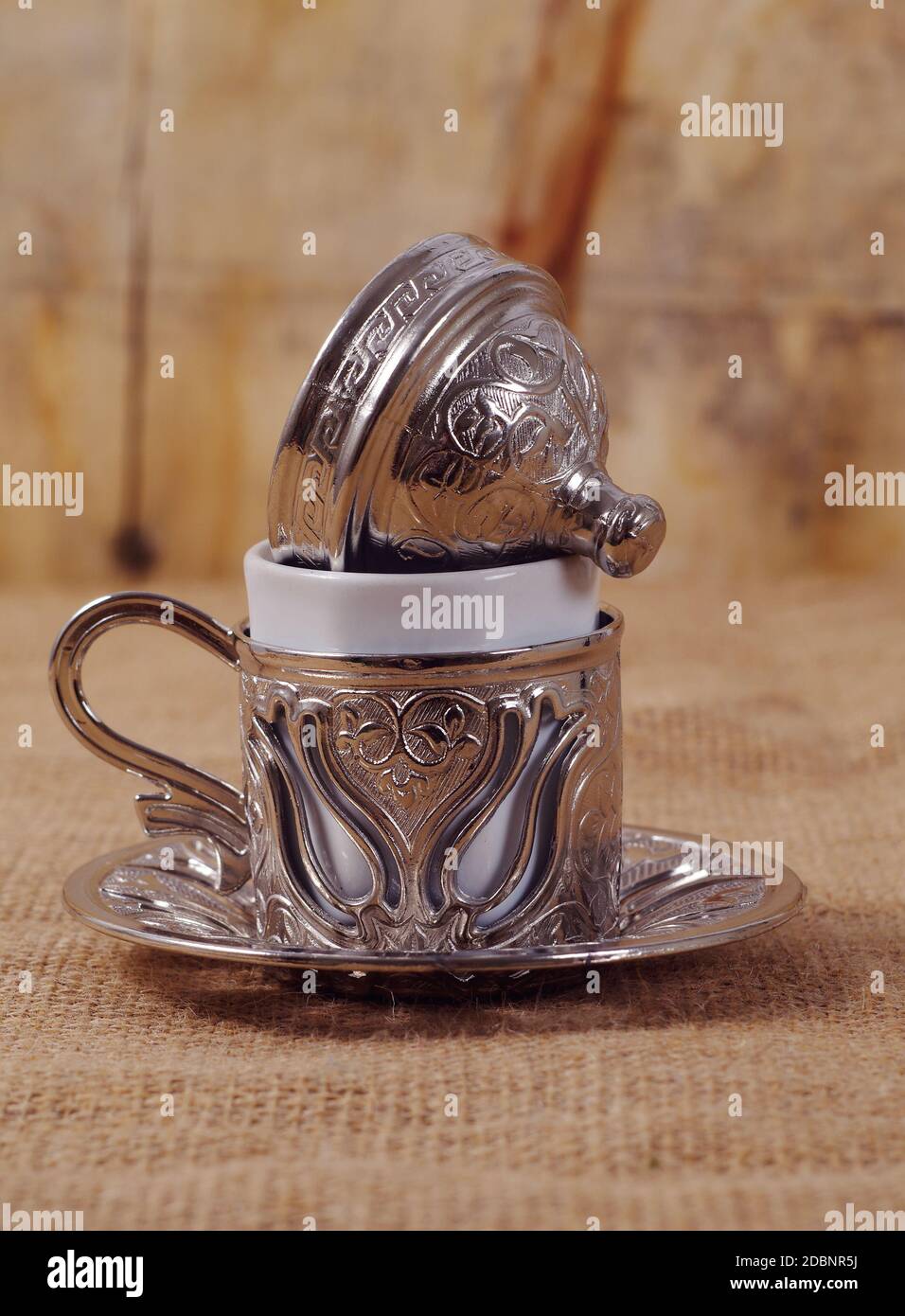 traditional Turkish coffee cup on table Stock Photo - Alamy