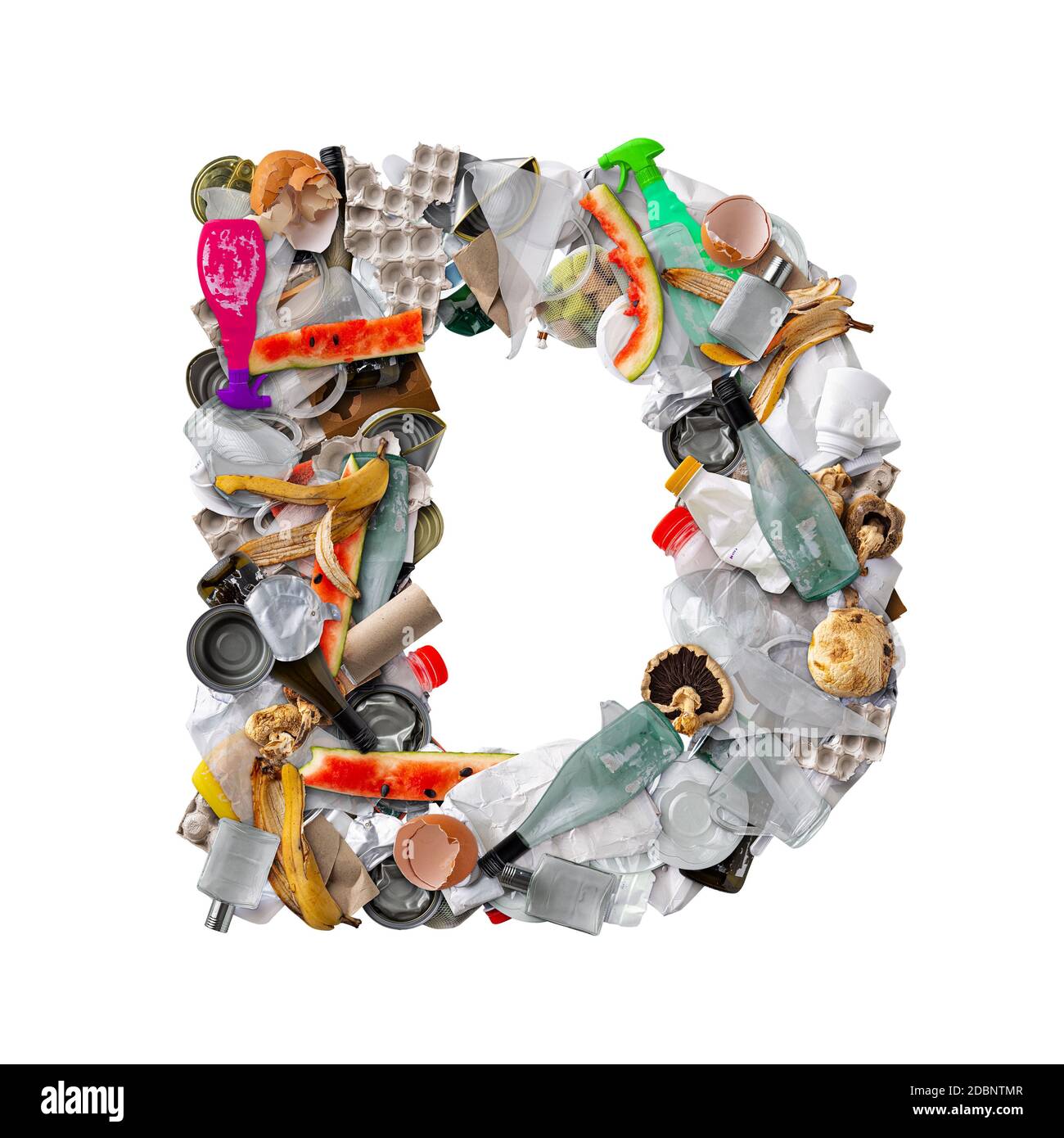 Letter D made of trash isolated on white background Stock Photo - Alamy