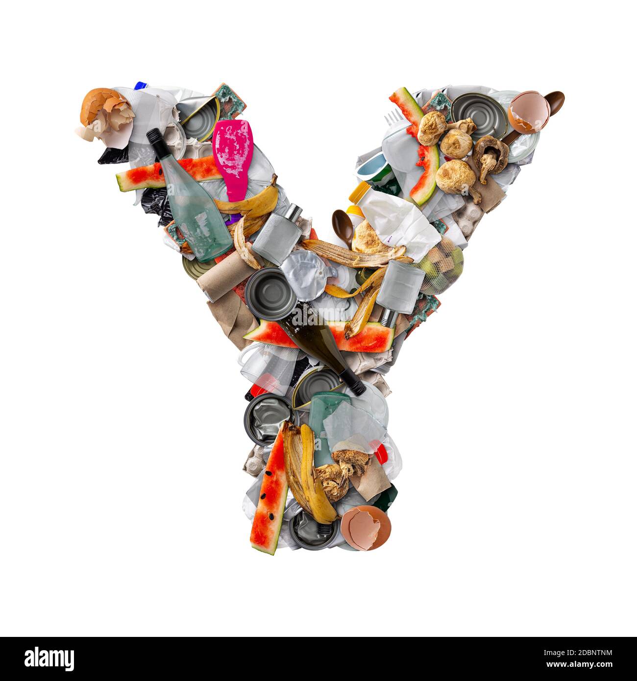 Letter Y made of trash isolated on white background Stock Photo - Alamy