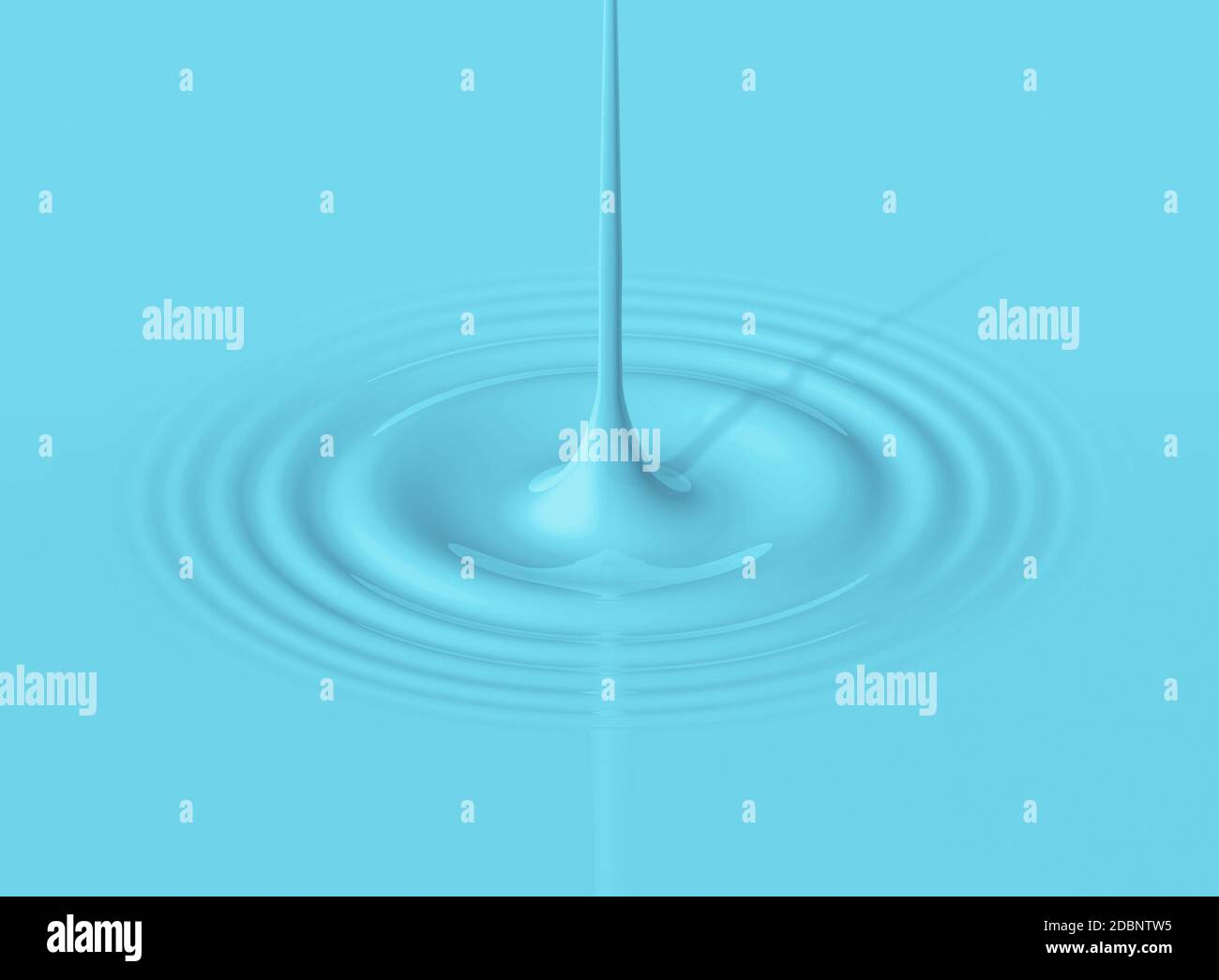 Drop of blue paint splashing and making ripple. 3D illustration Stock ...