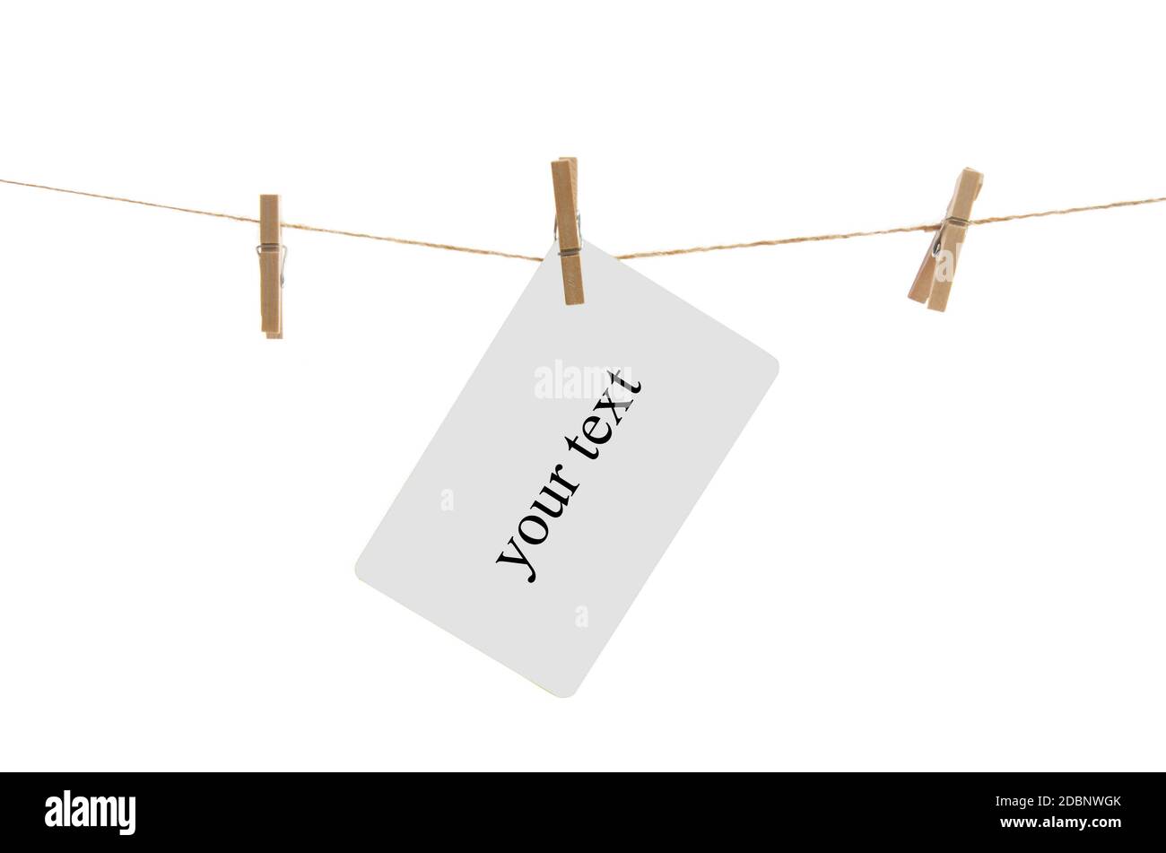 abstract card hanging on the rope Stock Photo - Alamy