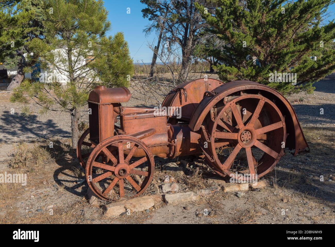 red old rusty tractor on a farm in Argentina Stock Photo - Alamy