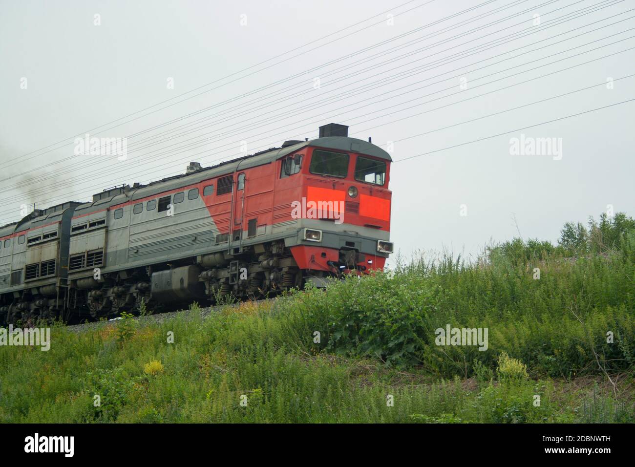 Old traveling Russian train in the field Stock Photo - Alamy