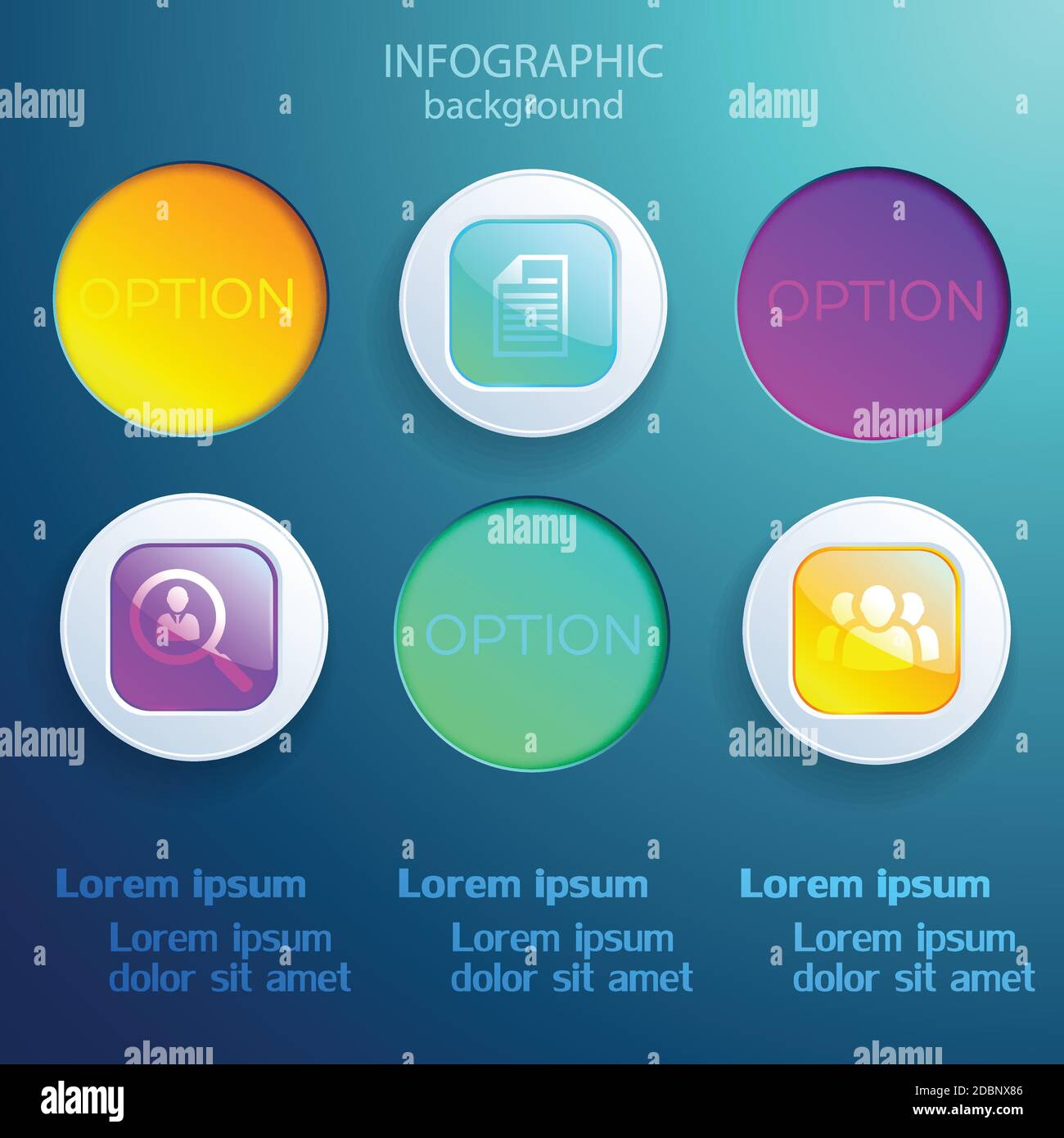 Infographic abstract web template with business icons colorful square ...