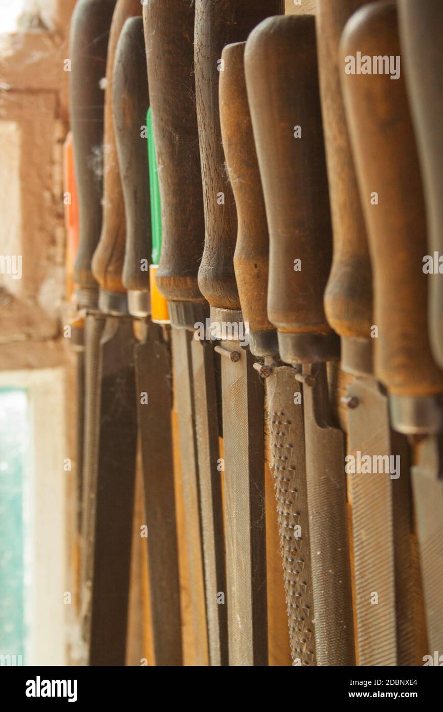 Several old dusty files hang in a row Stock Photo - Alamy