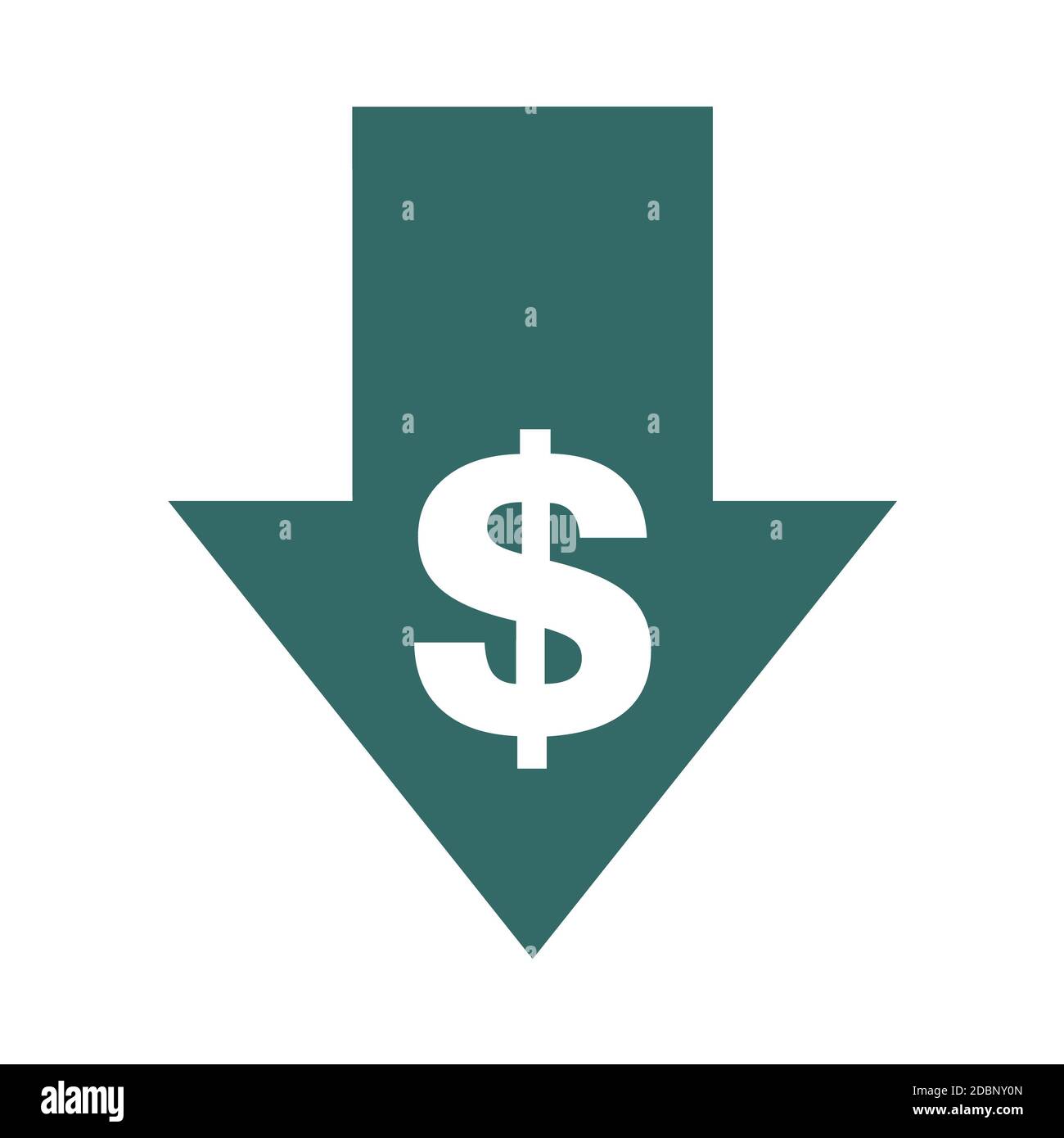 Cost reduction- decrease icon. Vector symbol image isolated on background Stock Photo - Alamy