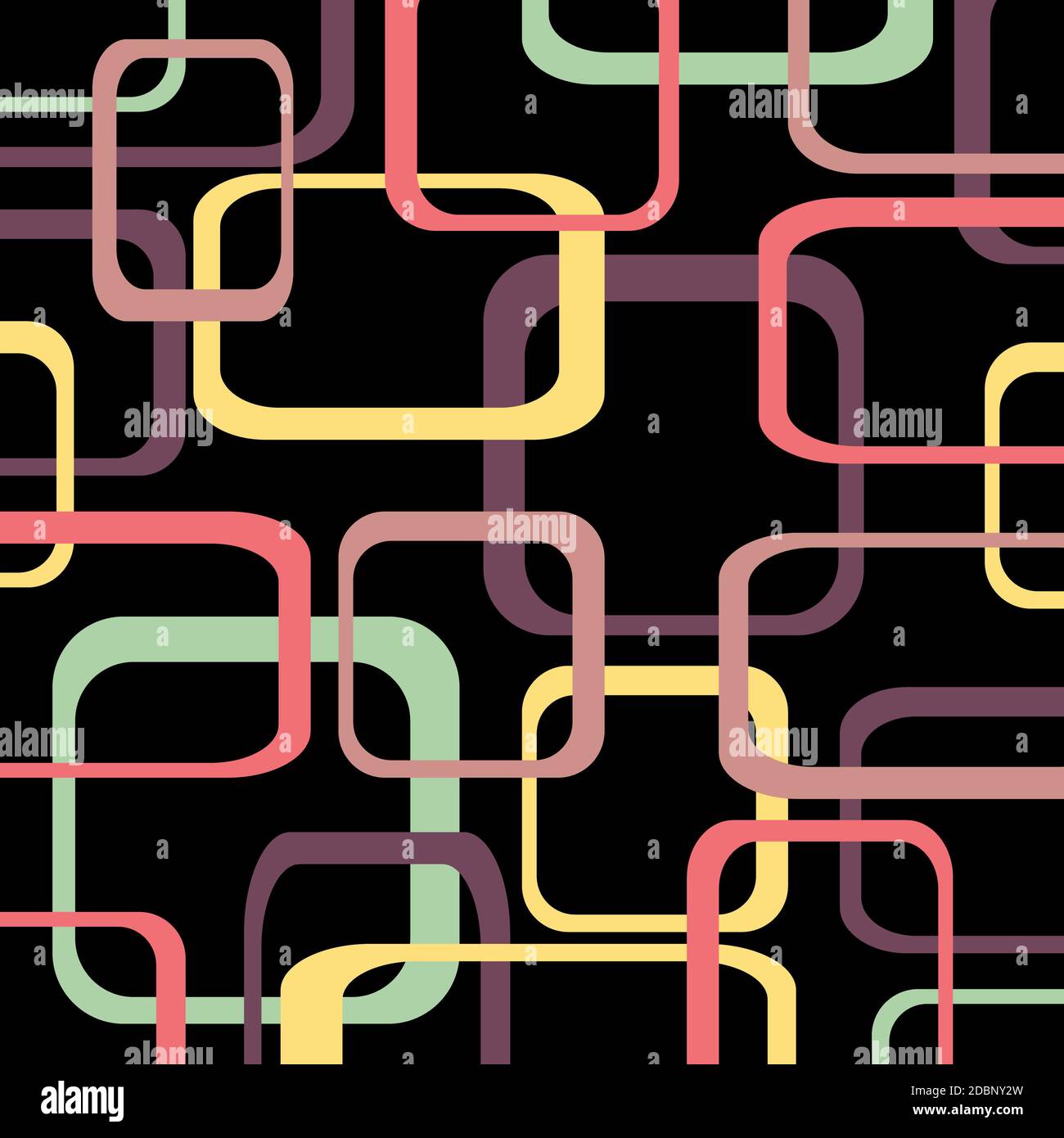 Retro pattern black background with squares - rounded Stock Photo - Alamy
