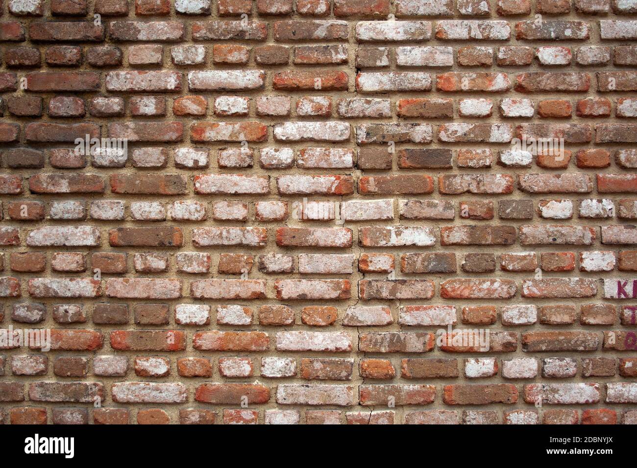 Red aged bricks texture. Old cracked and weathered bricks wall ...