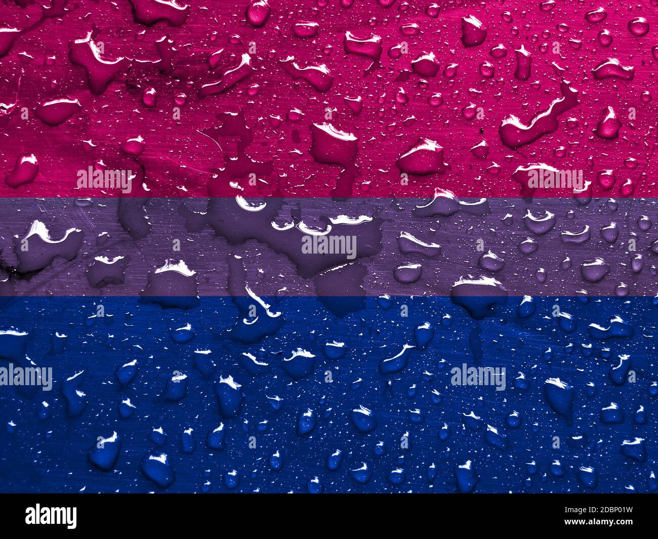 flag of Bisexual pride with rain drops Stock Photo - Alamy
