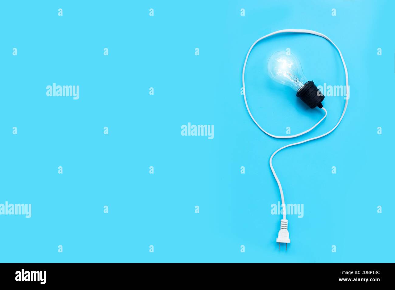 Question mark made of light bulb on blue background. Copy space Stock ...