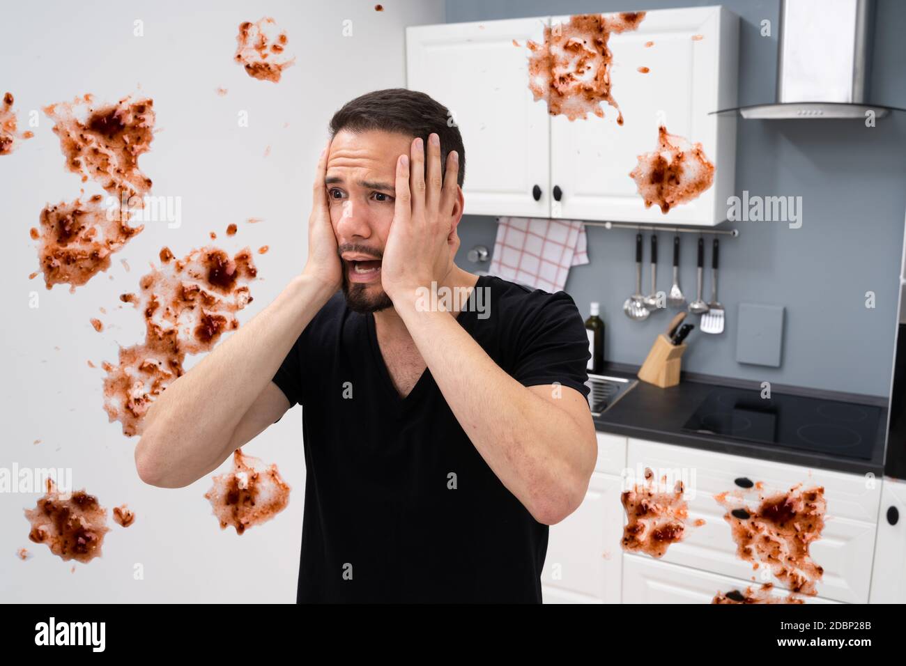 Messy Kitchen Food Spill Accident And Mess Stock Photo - Alamy